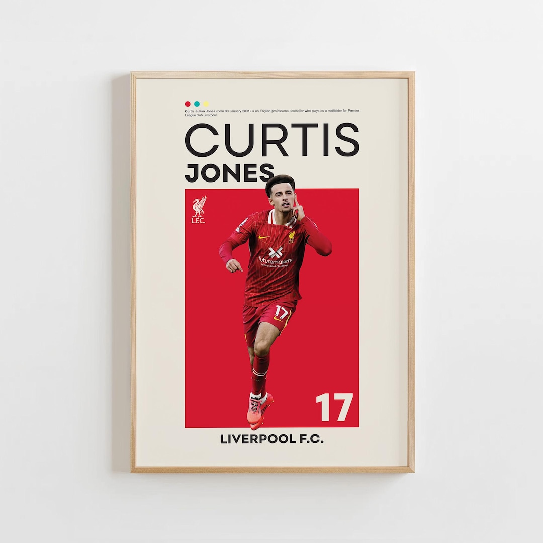 Curtis Jones Poster, Liverpool Poster, Curtis Jones Print, Gift Poster ...