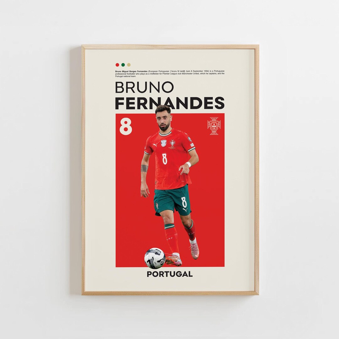 Bruno Fernandes Poster, Portugal Poster, Bruno Fernandes Print, Gift ...