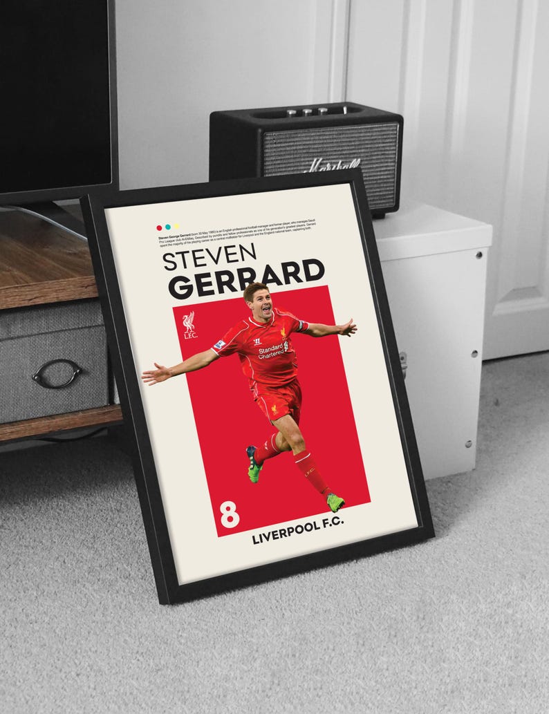 Steven Gerrard Poster, Liverpool Poster, Steven Gerrard Print, Gift ...