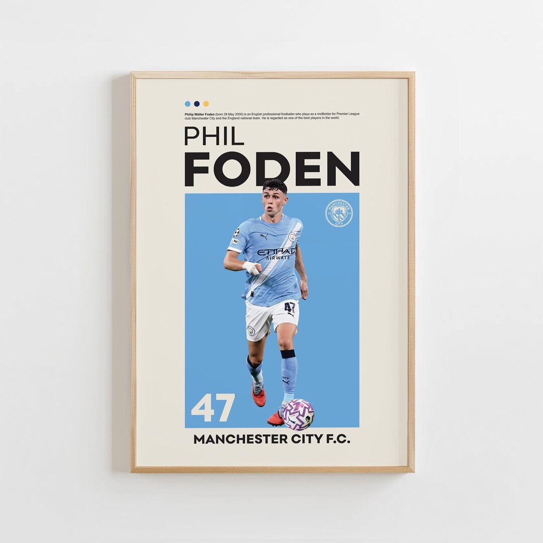 Phil Foden Poster, Manchester City Poster, Phil Foden Print, Gift ...