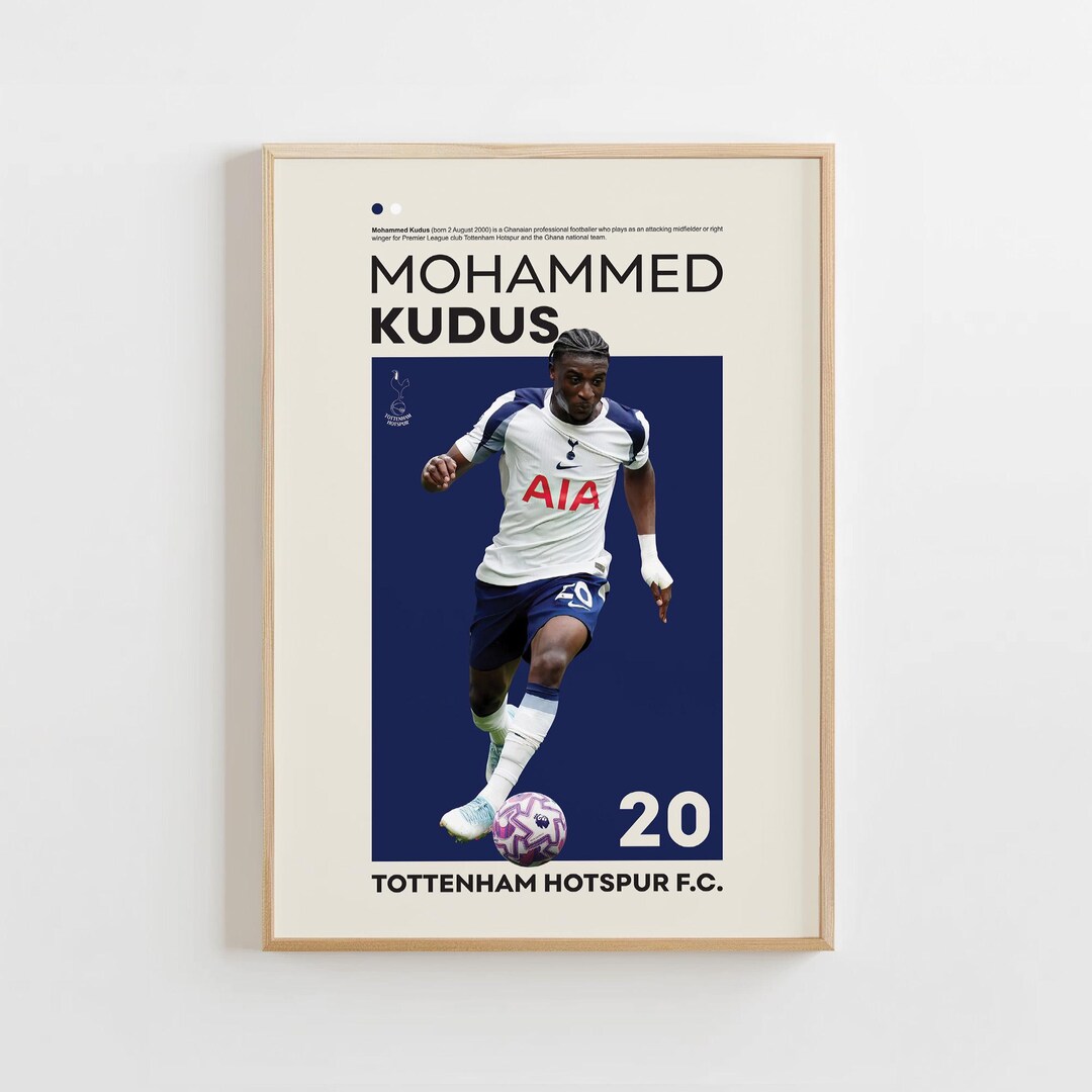 Mohammed Kudus Poster, Tottenham Poster, Mohammed Kudus Print, Gift ...