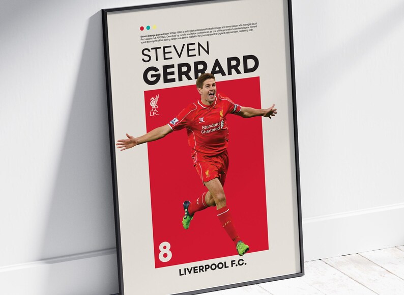 Steven Gerrard Poster, Liverpool Poster, Steven Gerrard Print, Gift ...