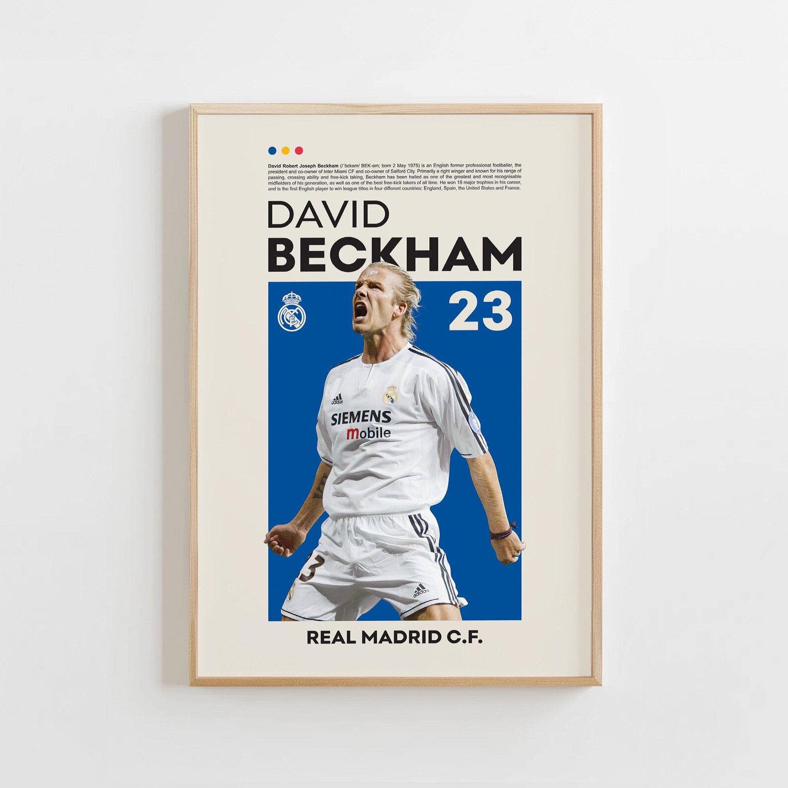 David Beckham Poster, Real Madrid Poster, David Beckham Print, Gift ...