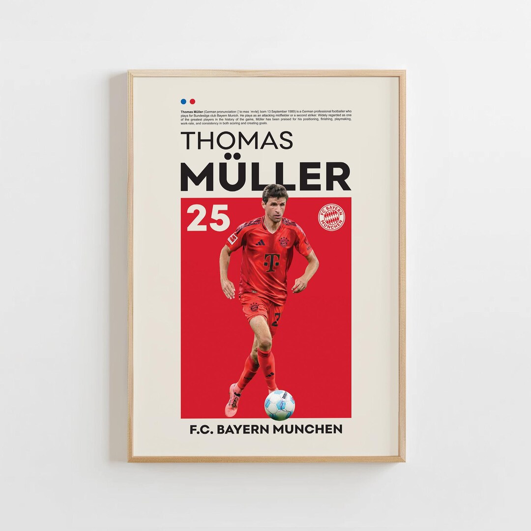 Thomas Muller Poster, Bayern Munchen Poster, Thomas Muller Print, Gift ...