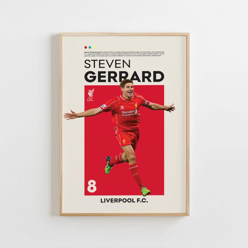 Steven Gerrard Poster, Liverpool Poster, Steven Gerrard Print, Gift ...