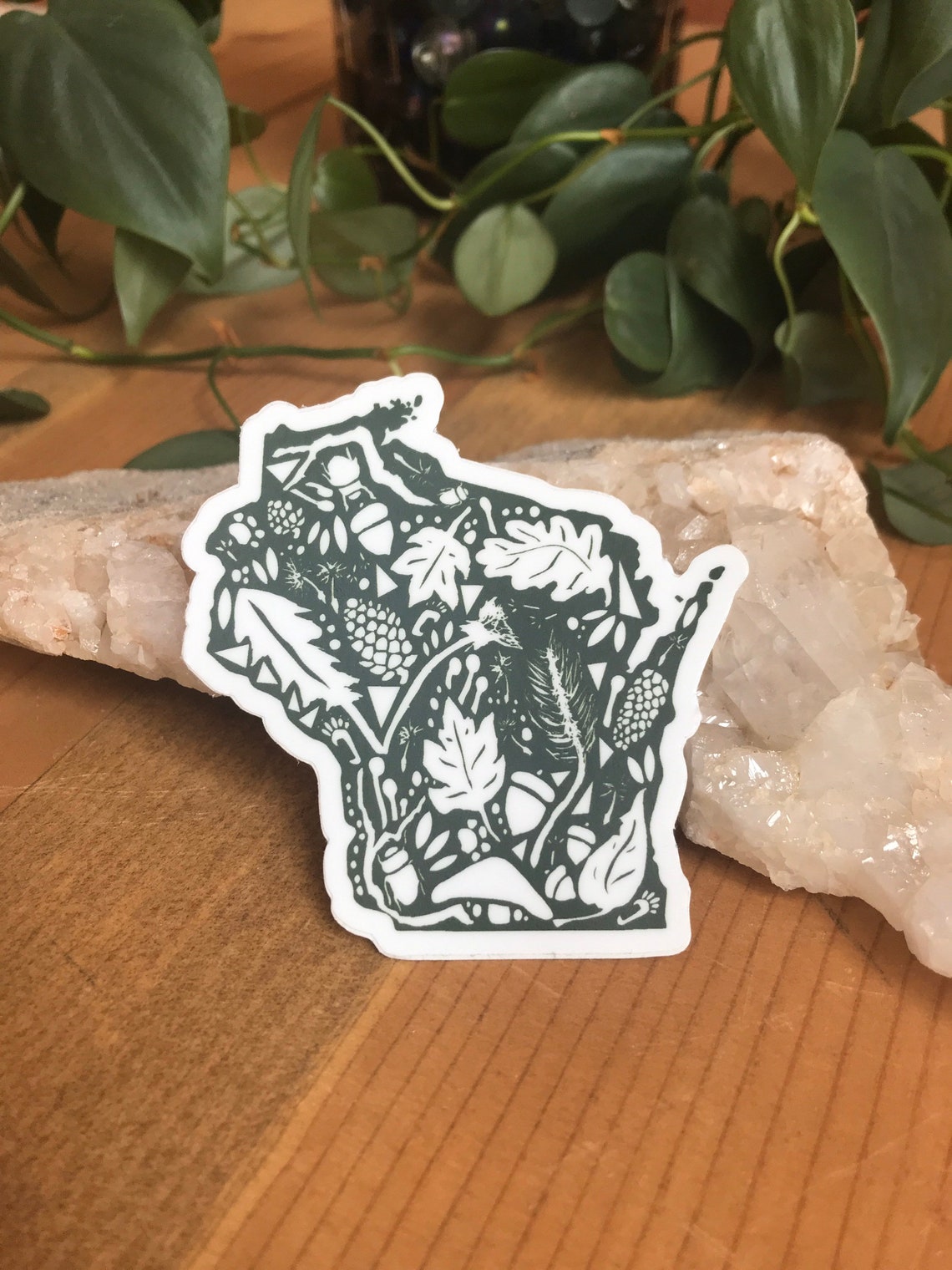 Green Wisconsin State Sticker Nature Design Sticker - Etsy