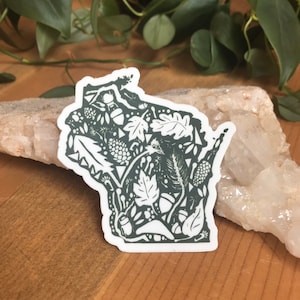 Green Wisconsin State Sticker, Nature Design Sticker - Etsy