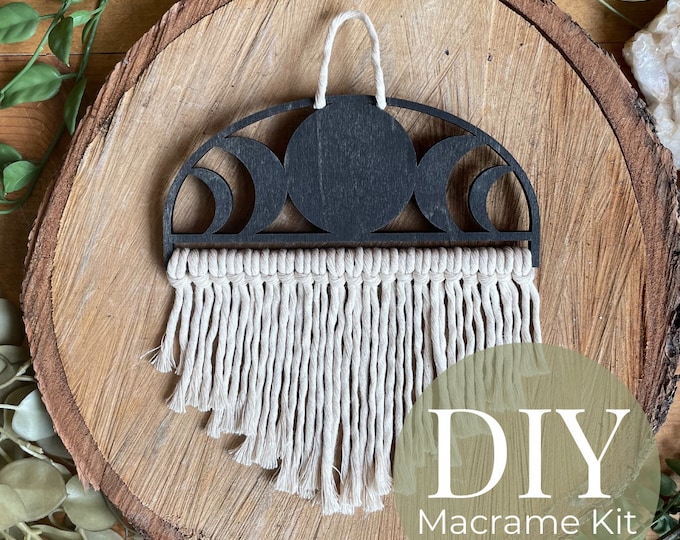 Macrame Moon and Crystal DIY KIT. Beginner Tutorial and Materials ...