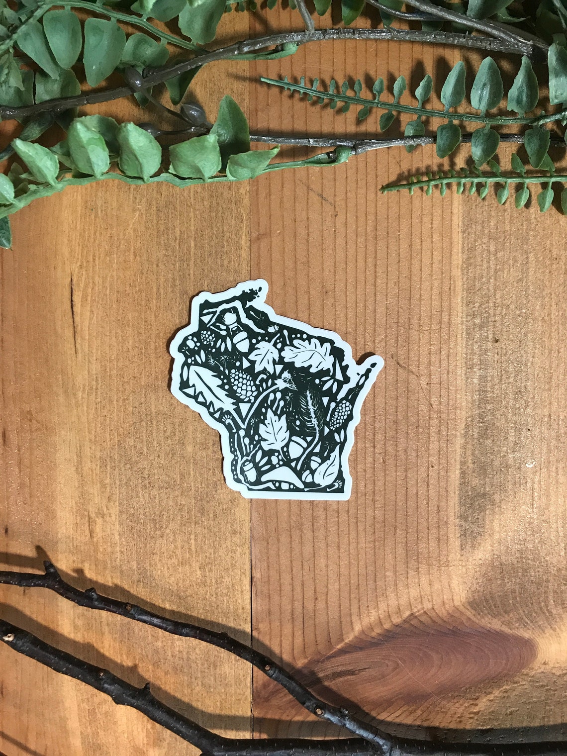 Green Wisconsin State Sticker Nature Design Sticker - Etsy