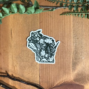Green Wisconsin State Sticker, Nature Design Sticker - Etsy
