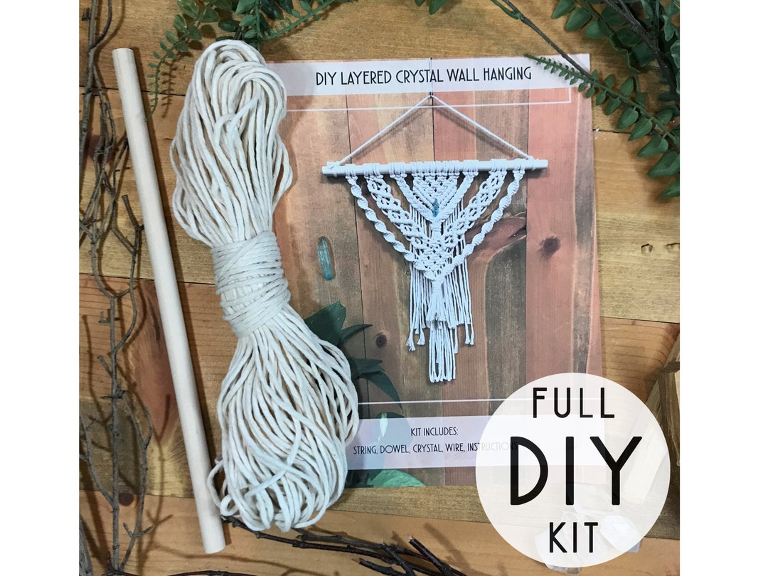 DIY Macrame Kit , Layered Crystal Macrame Kit , Wall Hanging , Agate ...