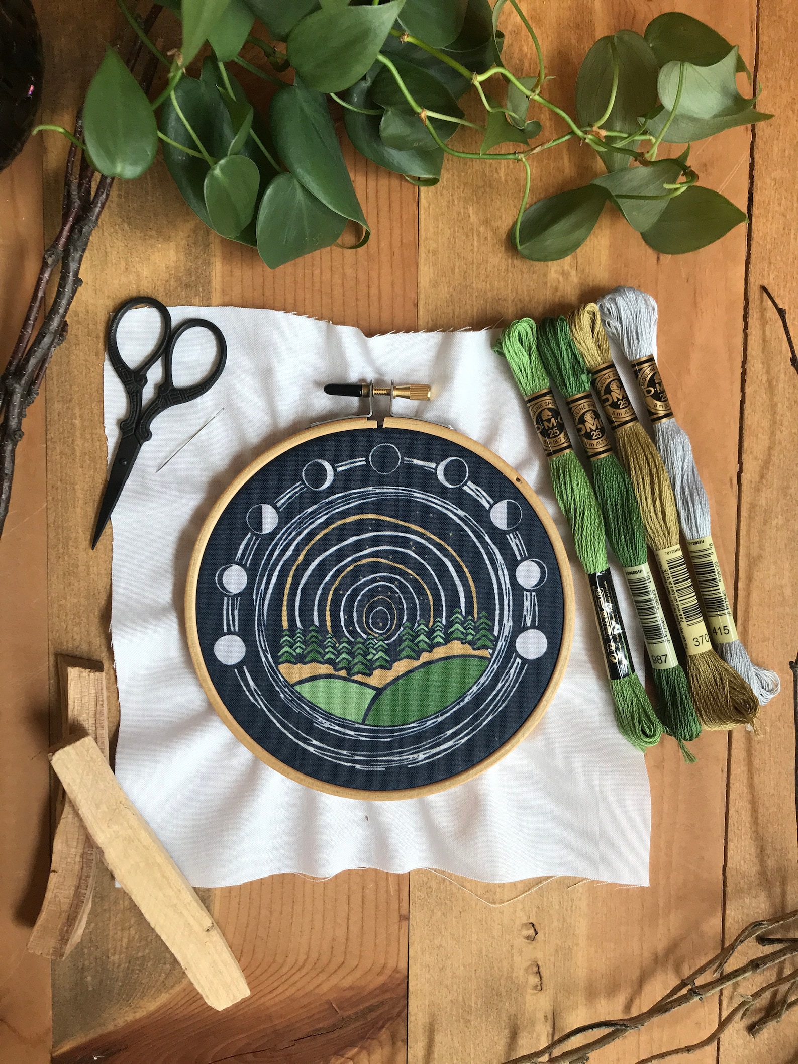 DIY Stitch Kit , Moon Over Midwest , Embroidery Kit , Full Craft Kit ...