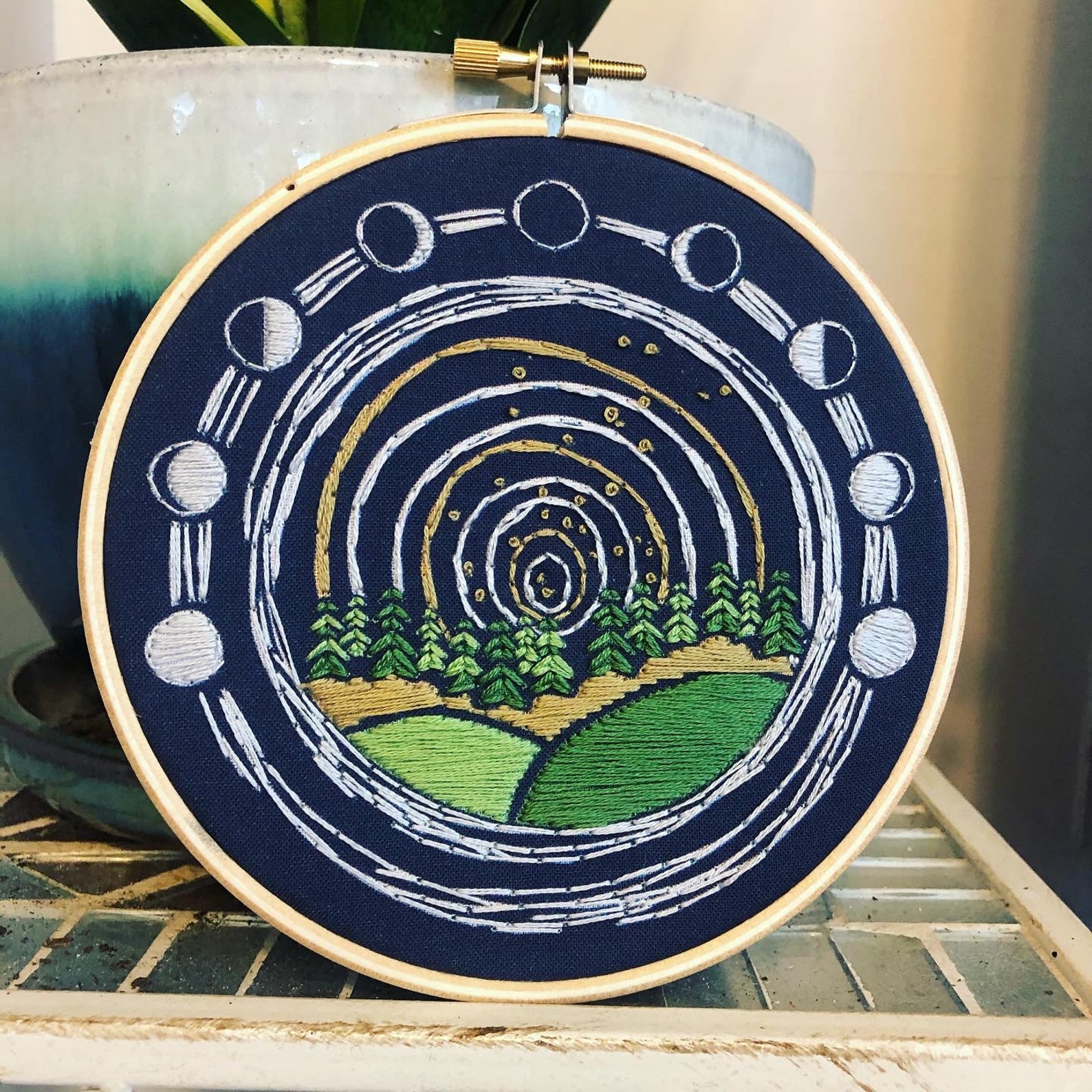 DIY Stitch Kit , Moon Over Midwest , Embroidery Kit , Full Craft Kit ...