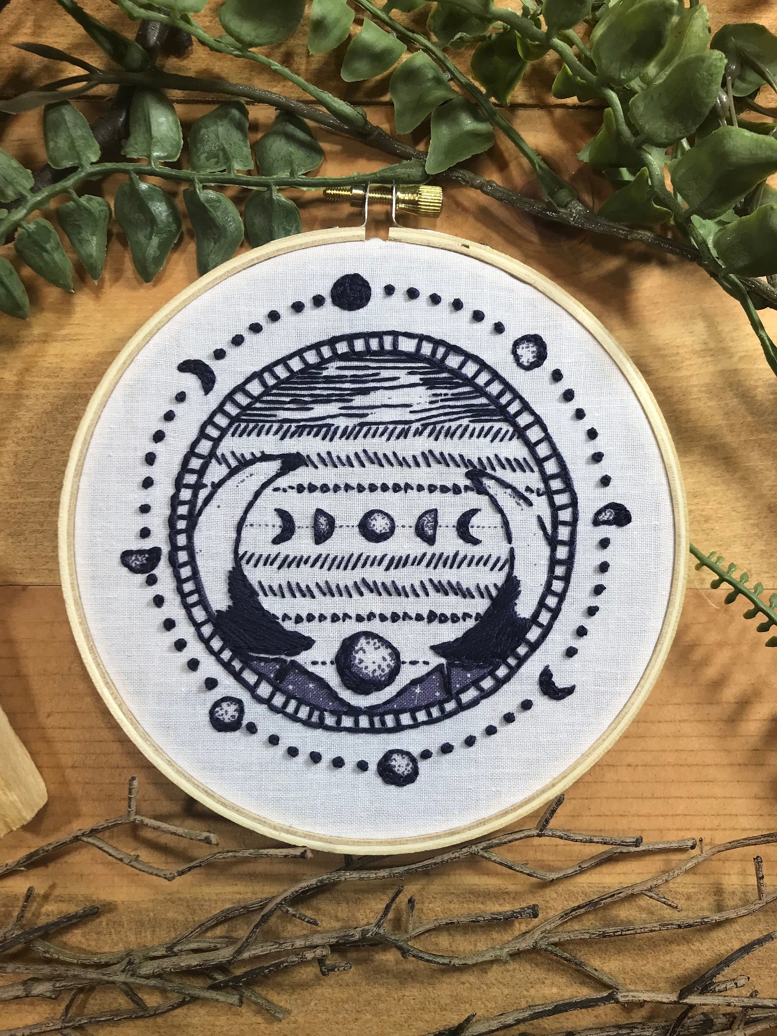 Moon Phase Embroidery DIY Stitch Kit Embroidery Kit Full DIY - Etsy