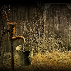 Rustic Farm Art, Water Pump, Rustic Home Decor, Weathered Barn, Wooden ...