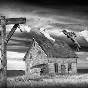 Home Wall Decor With Rural Laundry Clothesline on Wash Day With Farm ...