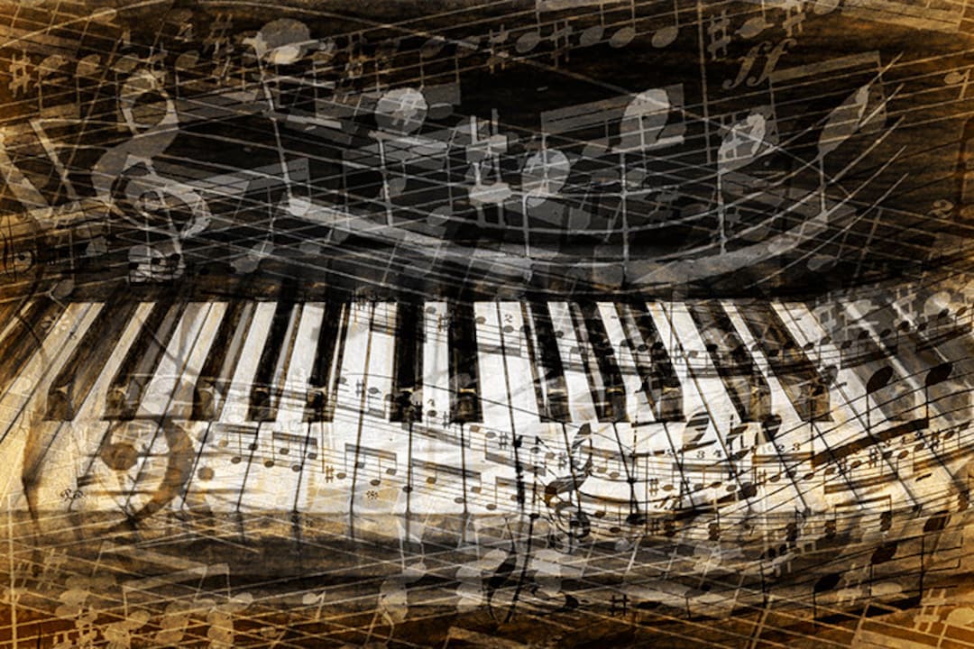 Piano Keys With With Musical Notes No.fa0031 - an Abstract Fine Art ...