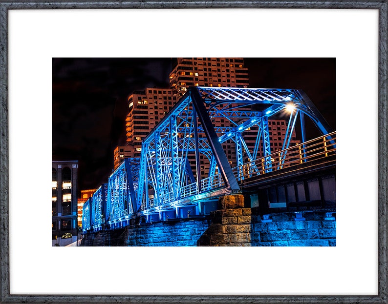 Blue Bridge Bridge Lights Night Photography Grand River - Etsy