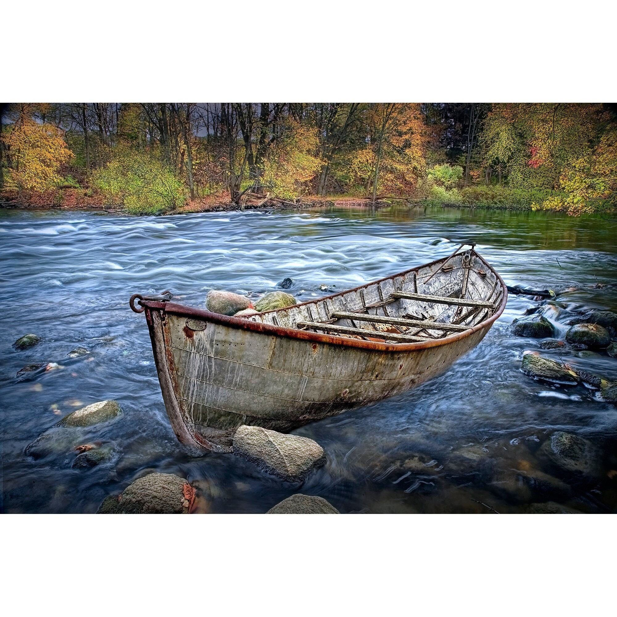 Old Canoe On River
