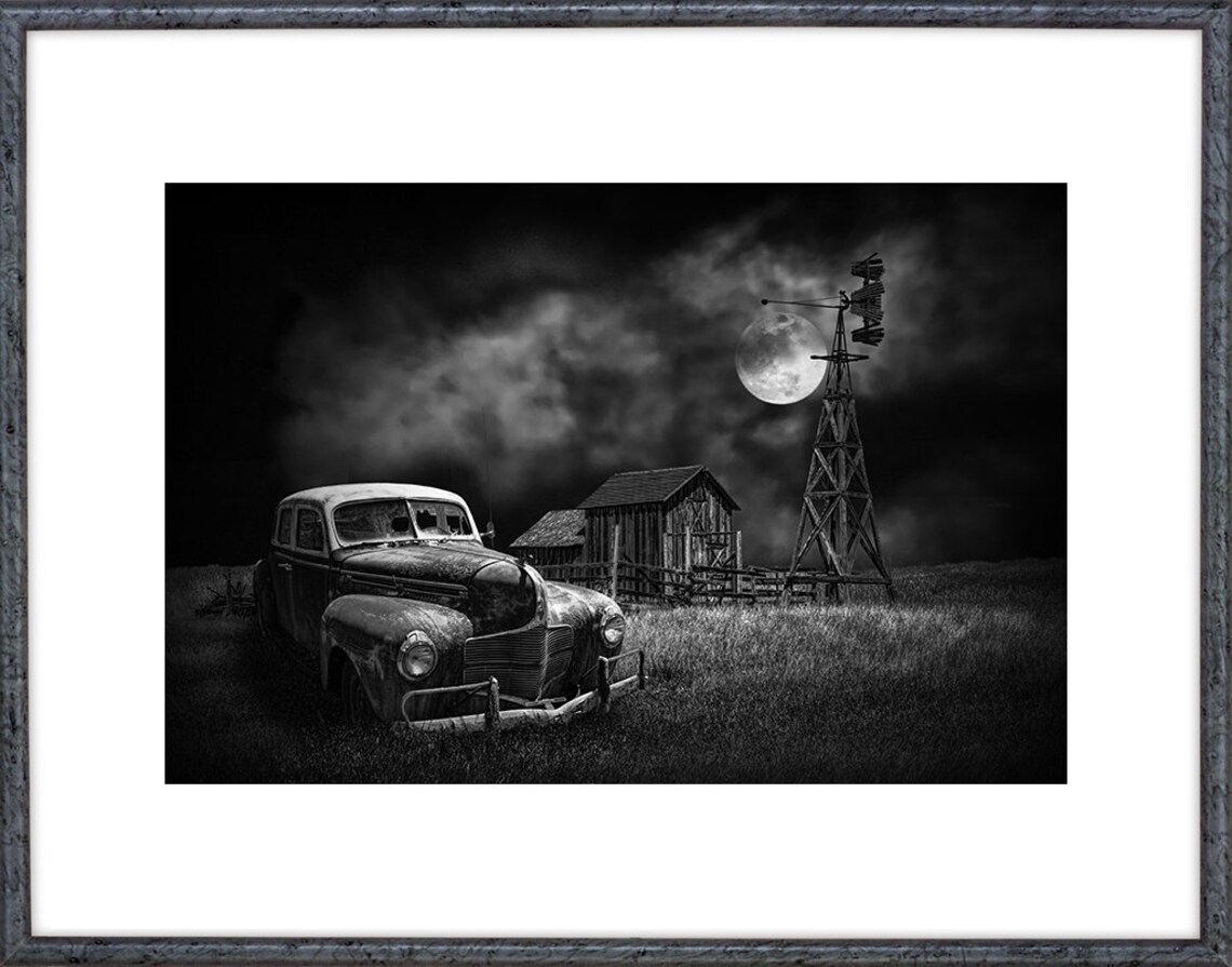 Moon Light-rusted Automobile-old Car-vintage Auto Print-rustic | Etsy