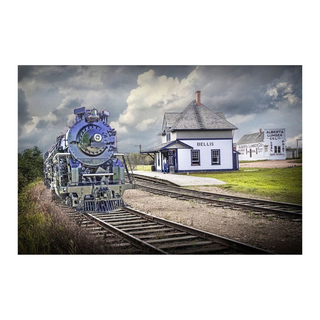 Vintage Train Station Photograph: Steam Locomotive, Alberta Canada - Etsy