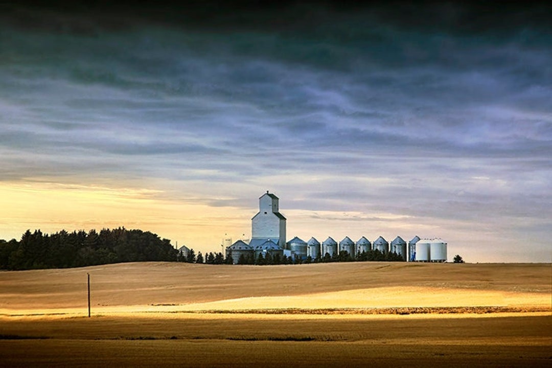 Harvest Grain Elevator on the Prairie in Saskatchewan, A Fine Art ...