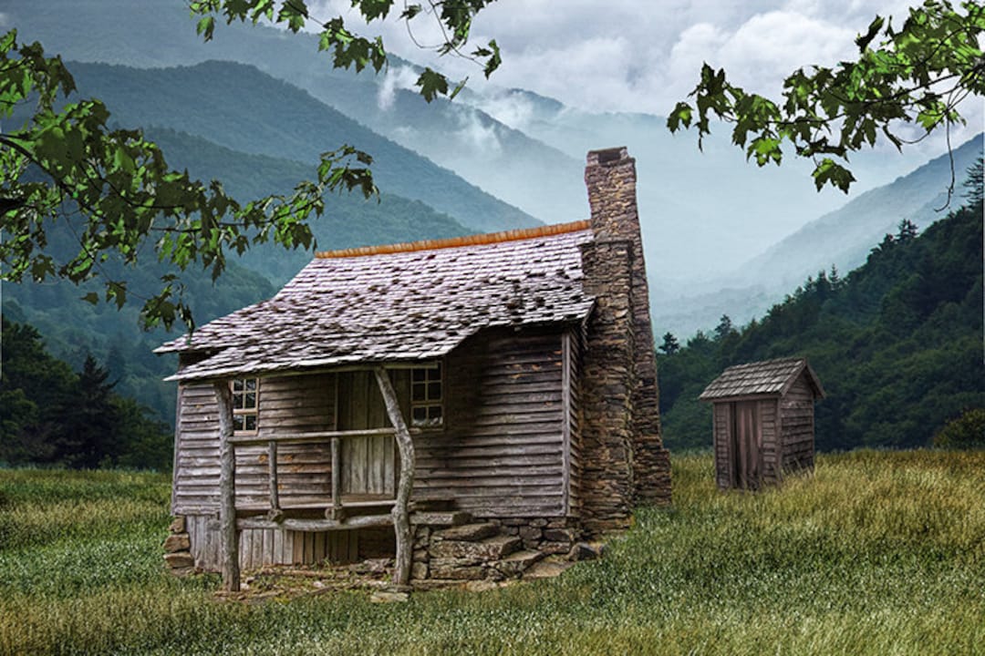 Rustic Home Wall Decor of Wood Cabin in the Blue Ridge Mountains With ...