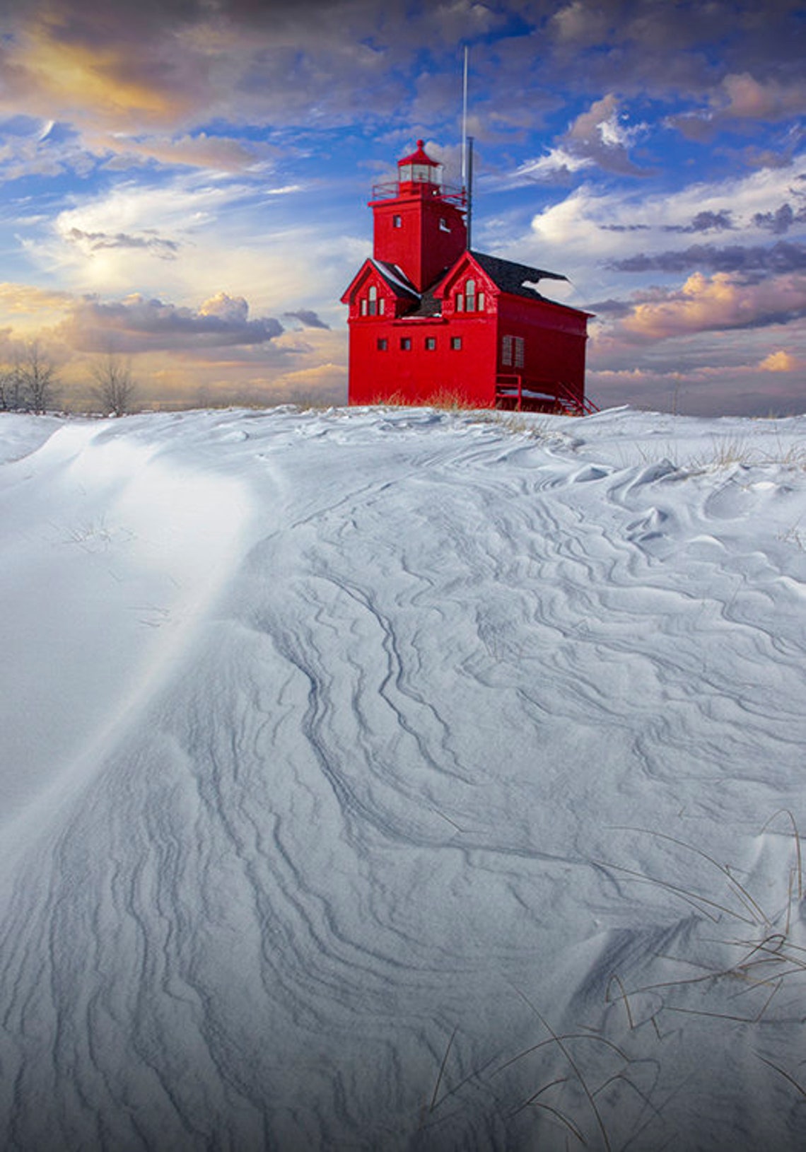 Big Red Lighthouse Ottawa Beach Michigan Lighthouse Winter | Etsy