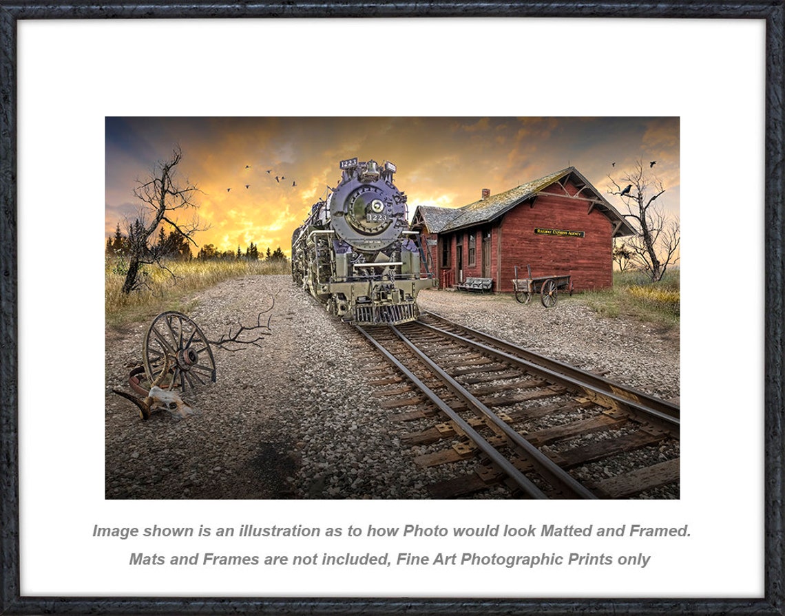 Whistle Stop Railroad Train Station With Steam Locomotive - Etsy