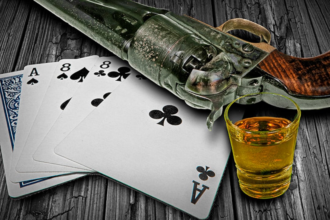 Game Room Wall Decor of Dead Man's Hand With Colt Revolver and Poker Cards, Wild Bill Hickok ...