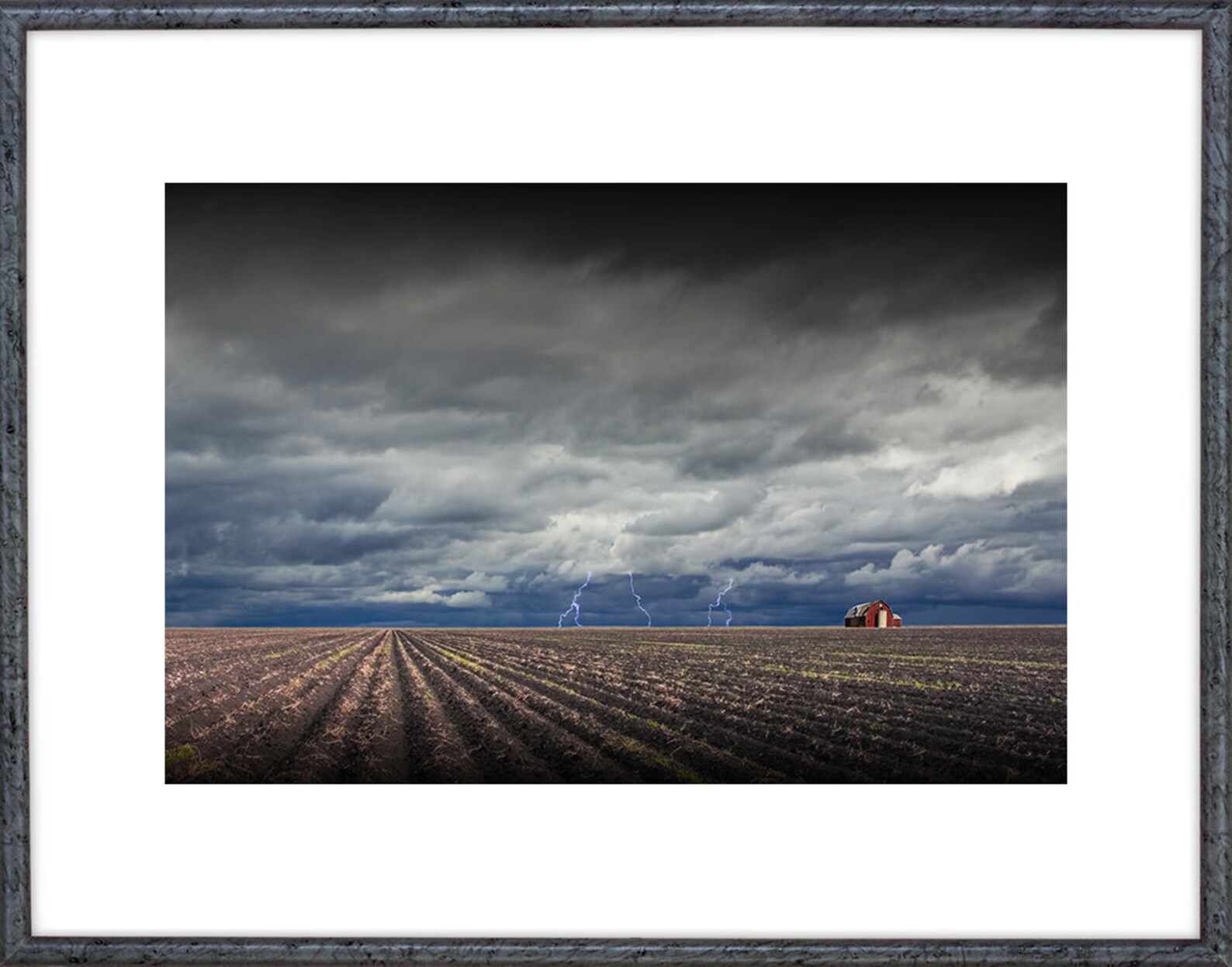 Lightning Storm over Field Furrows Panorama on a Southeast | Etsy