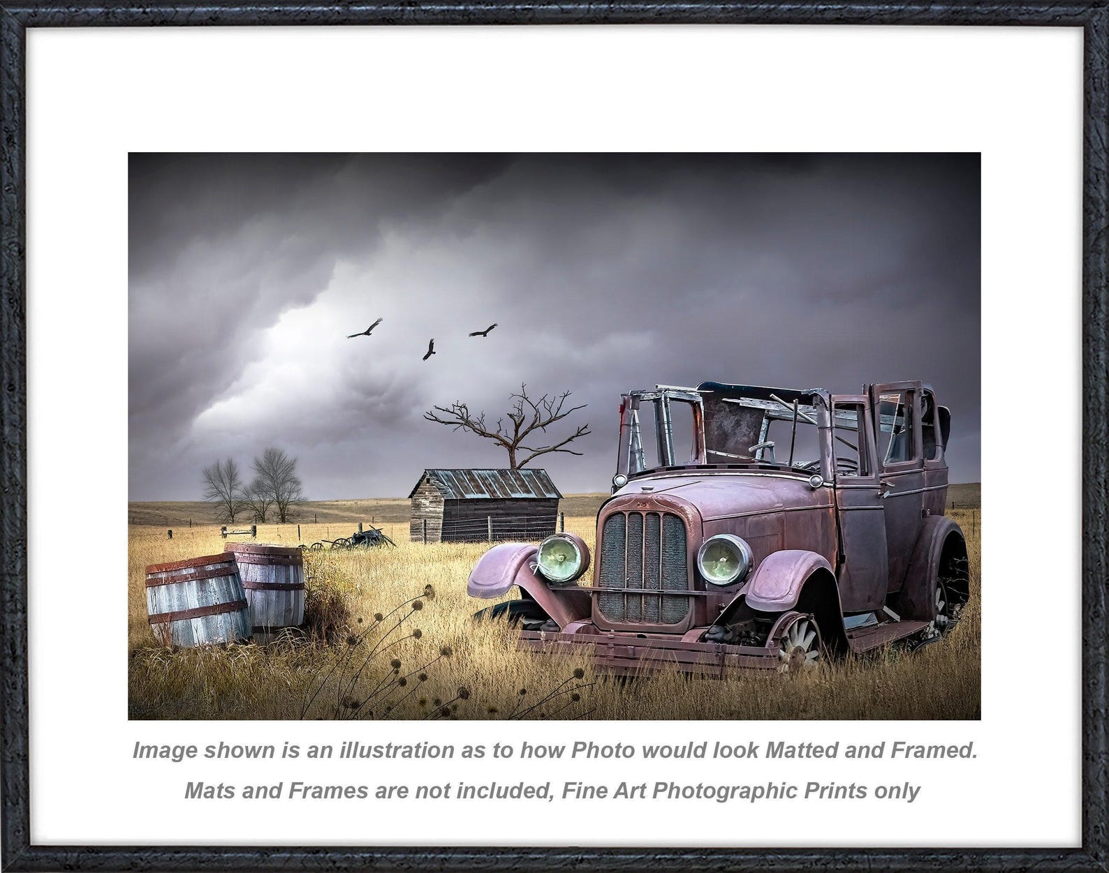Vintage Car Photograph: Americana Rustic Prairie Landscape Wall Decor ...