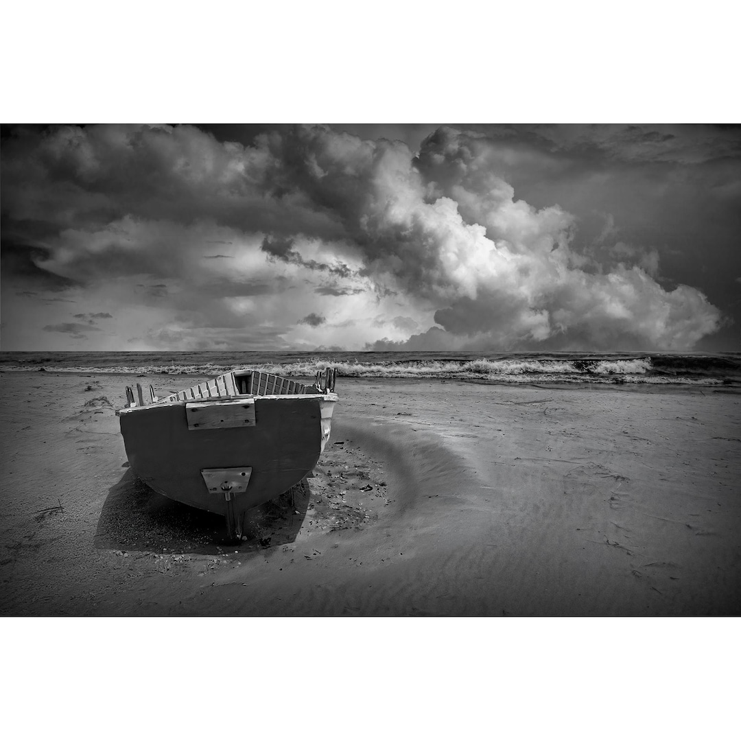 Beached Row Boat on Biscayne Bay, Abandoned Boat Photography, Ocean ...