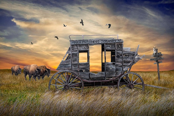 Vintage Stagecoach Prints Western Art Decor Wild West