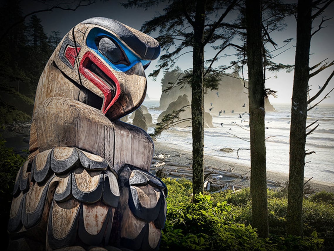 Totem Pole by the Ocean Beach Shore in the Pacific Northwest - Etsy