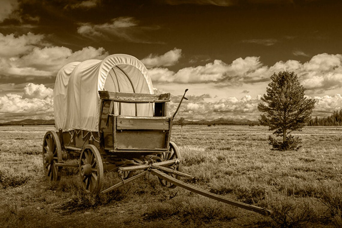 Covered Wagon Frontier Wagon Prairie Schooner Grand Tetons - Etsy