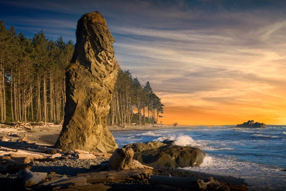 Ruby Beach Sunset Olympic Park Sea Stack National Park | Etsy