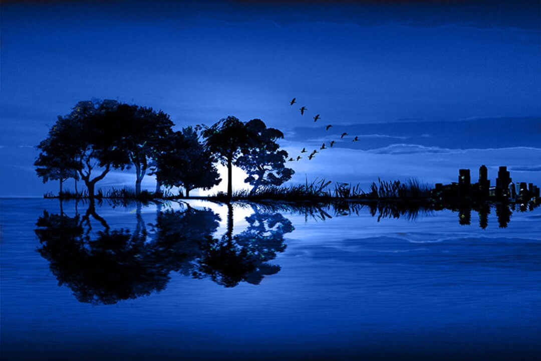 Blue Moon Guitar Landscape Art Print: Fine Art Photography - Etsy