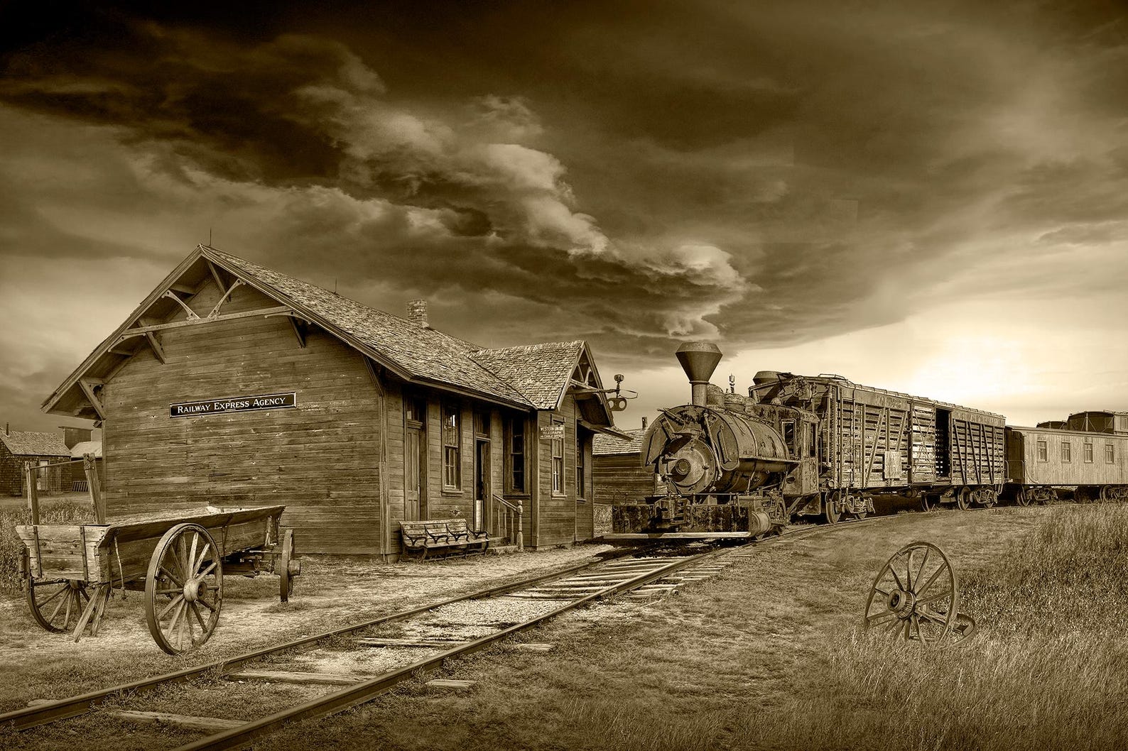 Vintage Steam Locomotive Photograph: 1880s Train Depot Landscape Art - Etsy