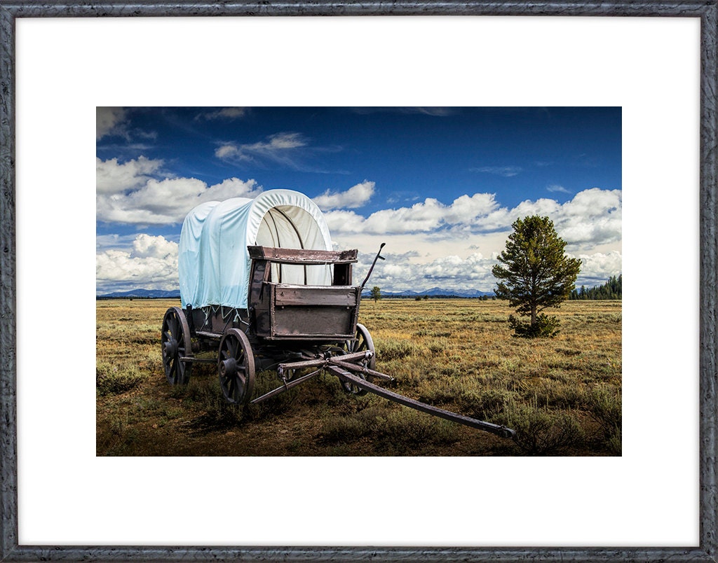 Frontier Prairie Schooner Covered Wagon in the Grand Tetons in | Etsy
