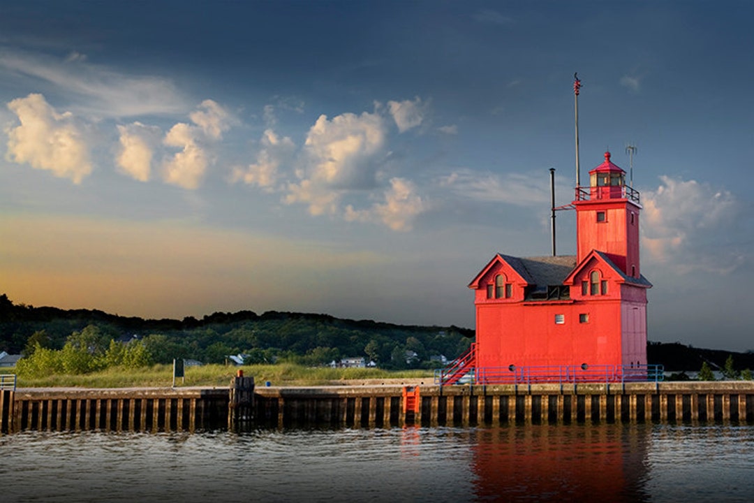 Big Red Lighthouse Sunrise Photograph - Ottawa Beach, Michigan - Etsy