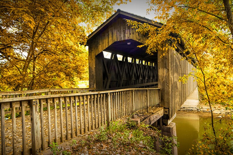 Covered Bridge Photo Wooden Bridge Ada Bridge Thornapple | Etsy