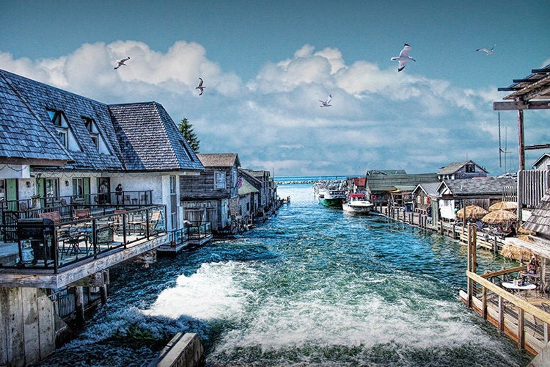 Fishtown in Leland Michigan, Nautical Seascape, Fish Harbor, Cottage ...