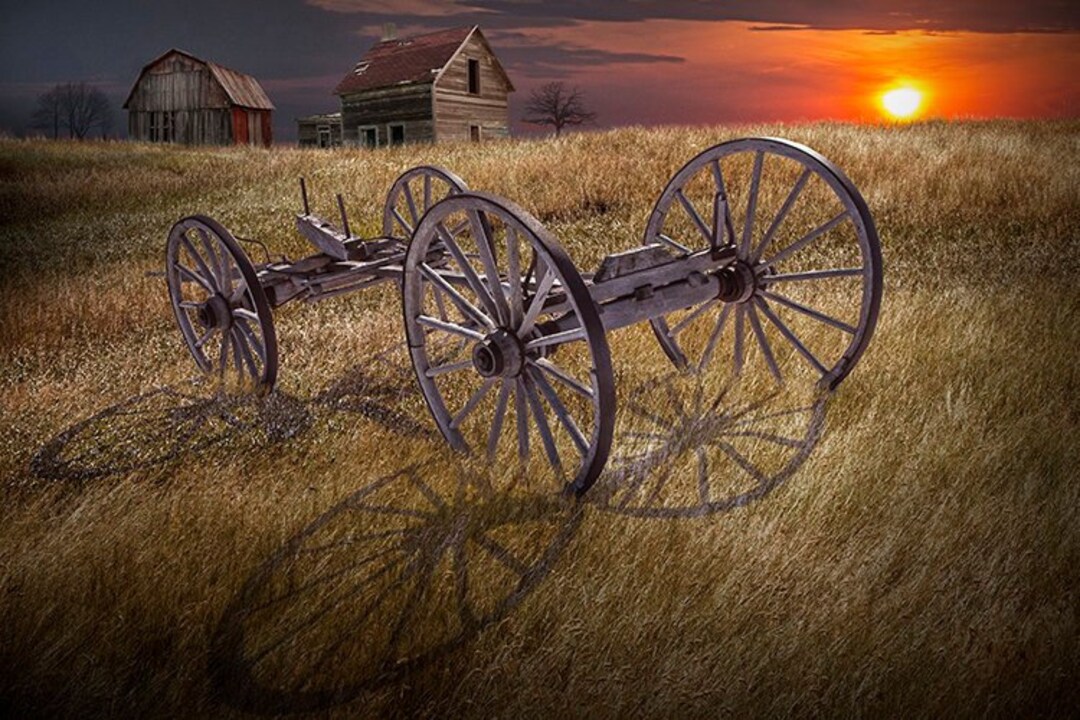 Country Farm Landscapes At Sunset