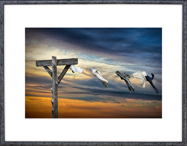 Rustic Farmhouse Decor Clothesline Photograph Wind Blown | Etsy