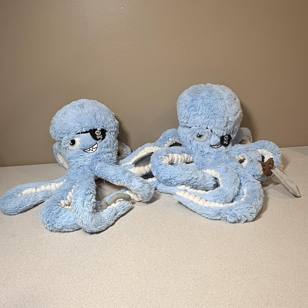 2 Earth Nymph Giant Blue Jack the Octopus Plush Pirate Eye Patch Sword ...