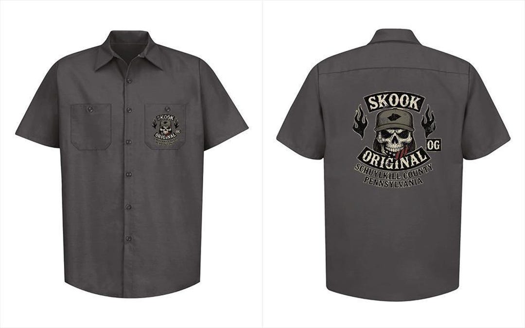 Skook Original Skull Rocker MC Style Work Shirt - Etsy