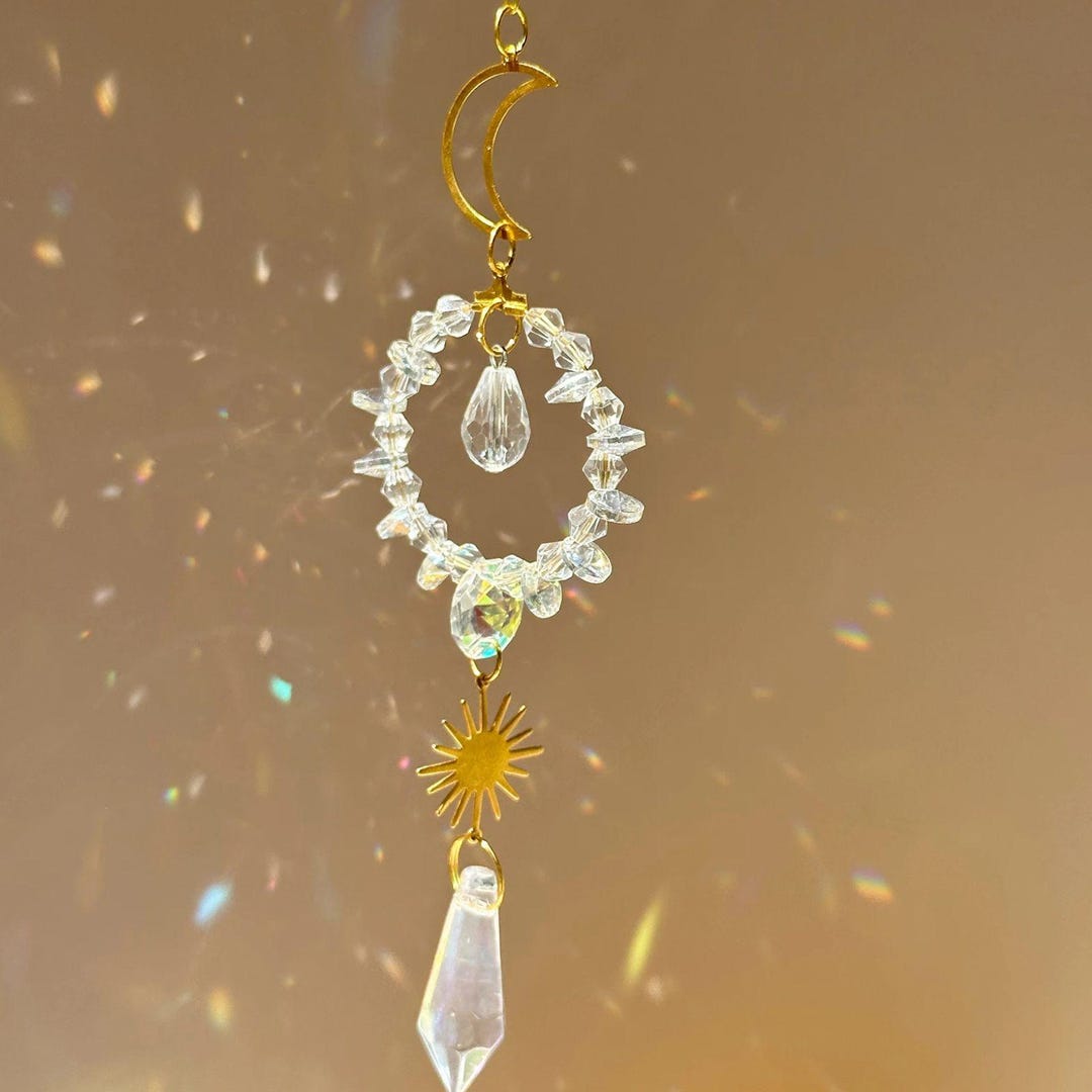 Crystal Sun Catcher for Window, Prism Light Catcher, Boho Wall Hanging ...
