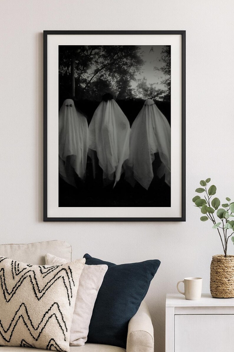Spooky Ghost Trio – Black & White Digital Halloween Photo Print - Etsy