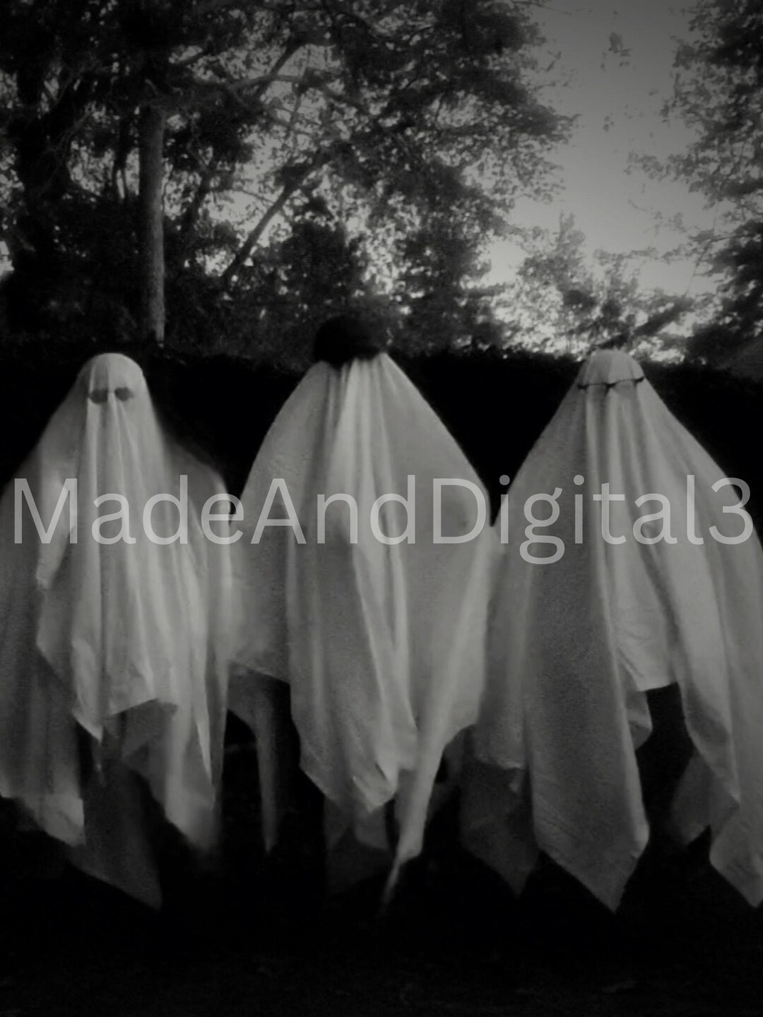 Spooky Ghost Trio – Black & White Digital Halloween Photo Print - Etsy